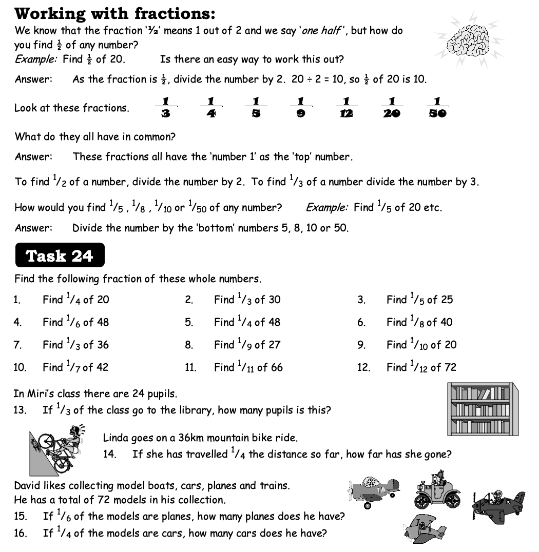 7F2MAT24: 6. Task 24 - Working with Fractions (finding a fraction of a ...